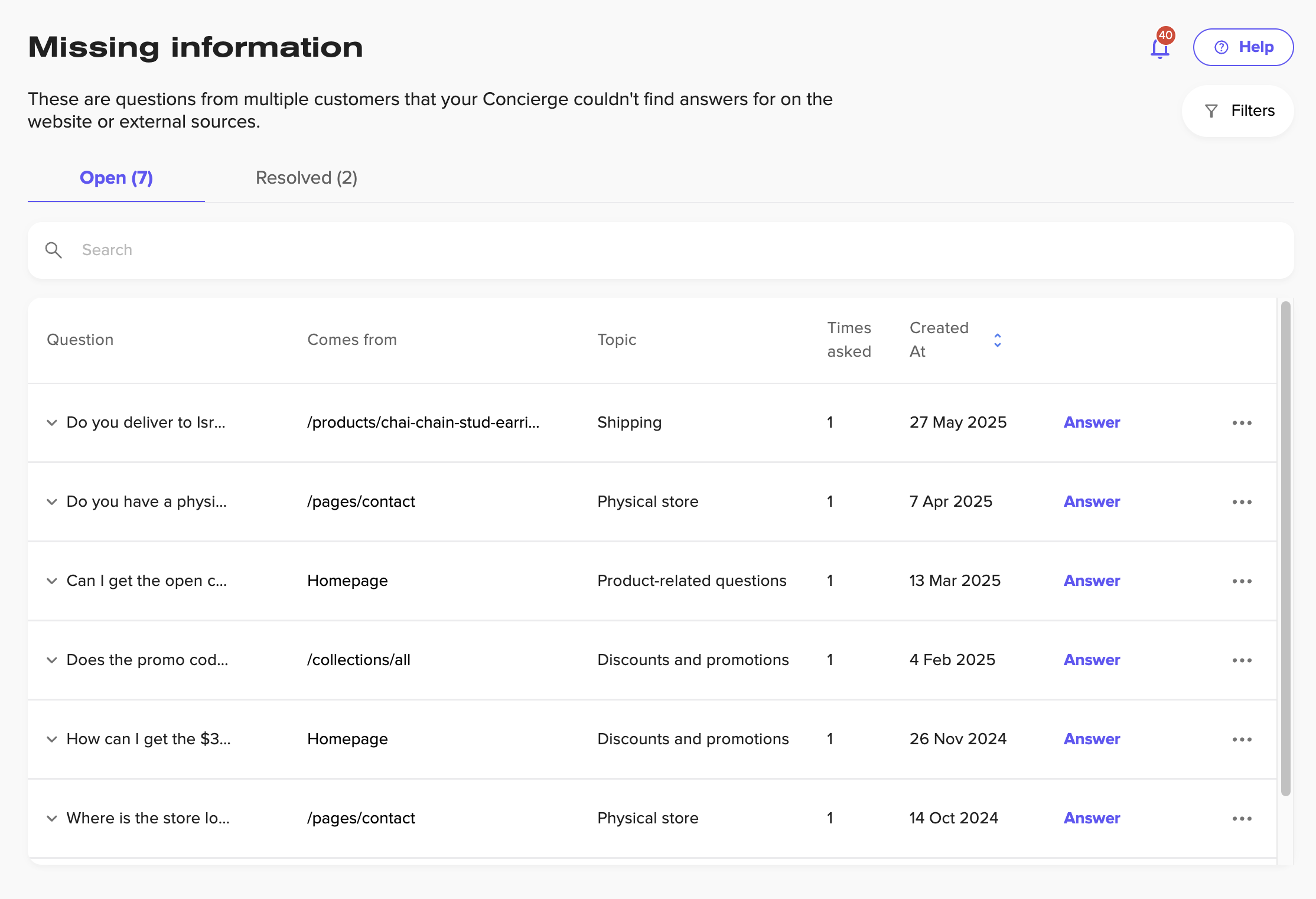 Explore Missing Information – Rep AI - Help